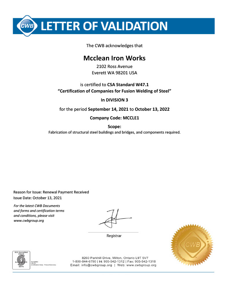 McClean Iron Works Inc.. Steel Craftsmen. Fabricators, Architectural ...